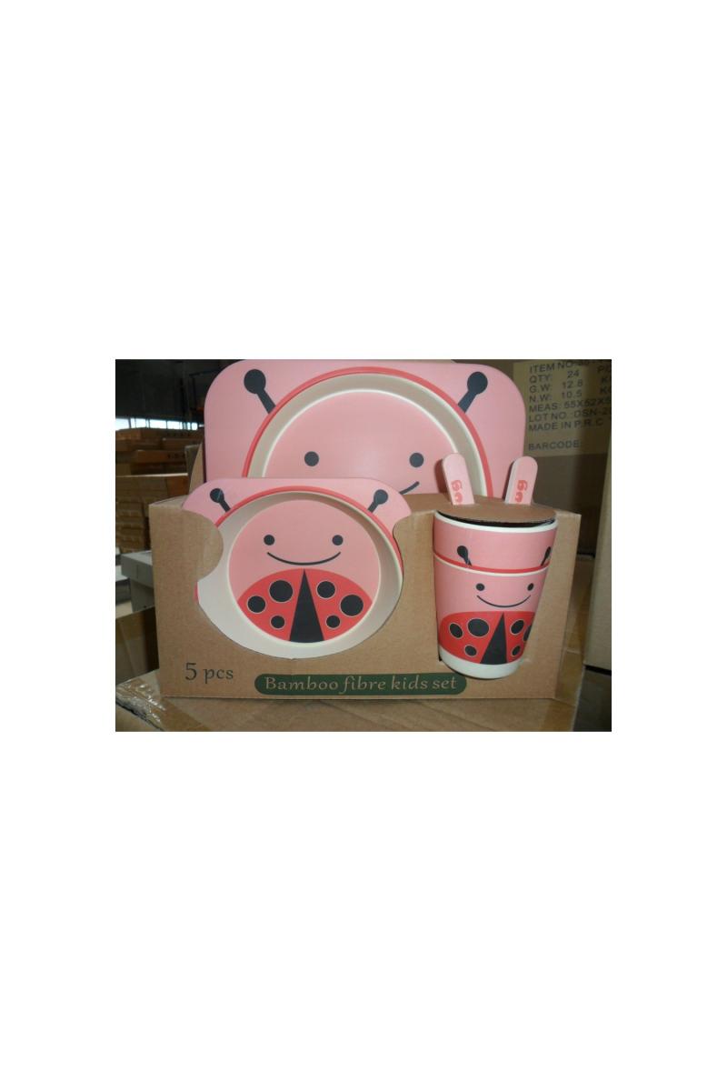 Bambu Fiber Tabldot Çocuk Yemek Tabldot Set 5 Parça - Bölmeli Bardak ...